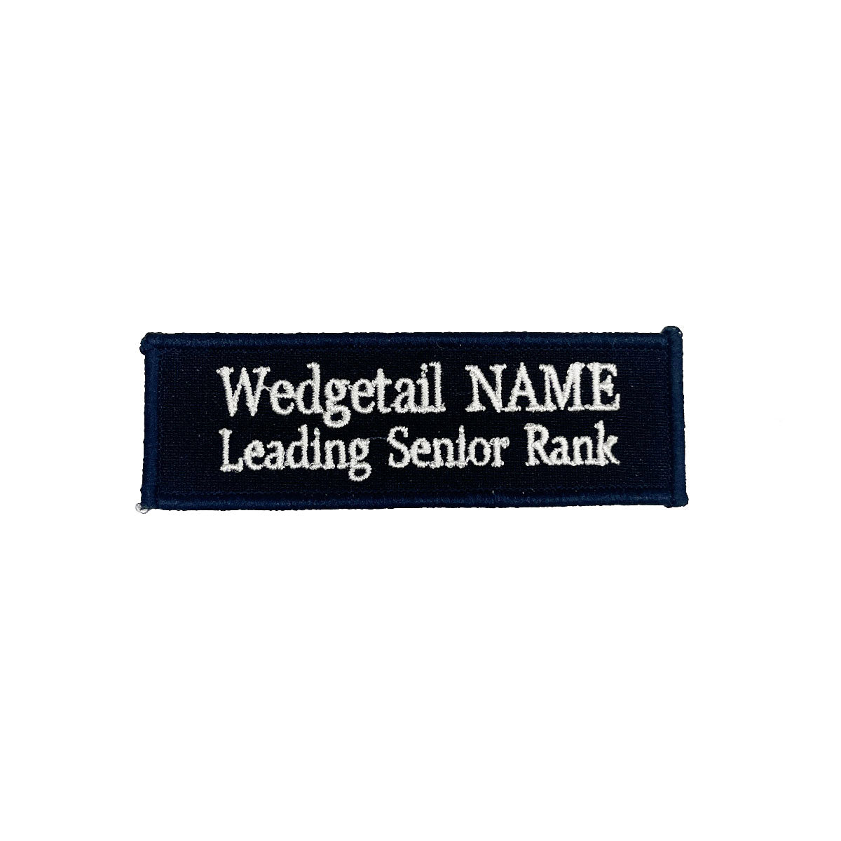Custom Embroidered Police Name Tag White on Blue 2 Line 90x25 | Cadetshop