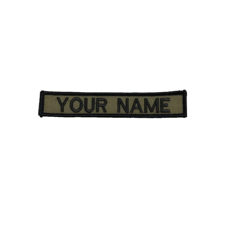 Custom Embroidered Personalised Name Tag Black on Olive | Cadetshop