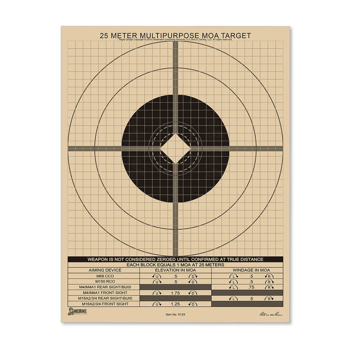 Rite in the Rain 8.5 x 11 25M True MOA Zeroing Target Multipurpose 100 ...